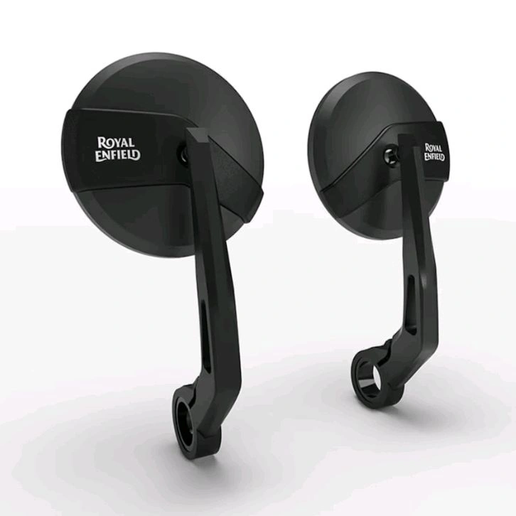 RE Grip End / Bar End Round Side Rear View Mirror for Enfield Meteor ...