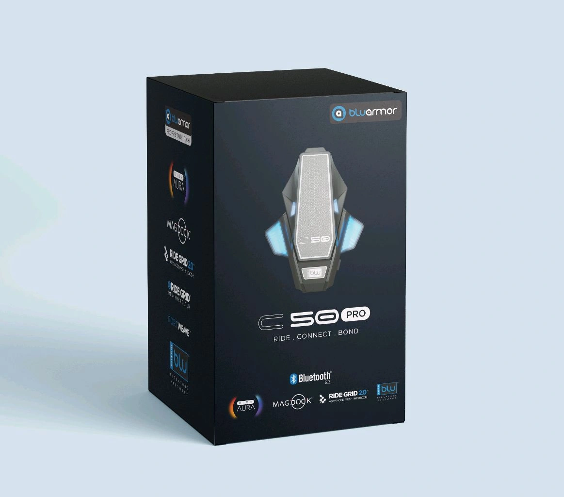 Bluarmor C50 Pro Helmet Communication Device - Intercom And Bluetooth