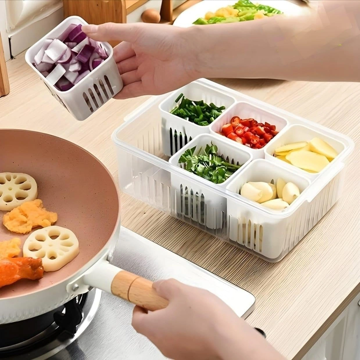 6 in 1 Fridge Storage Boxes Freezer Storage Containers, Container for ...