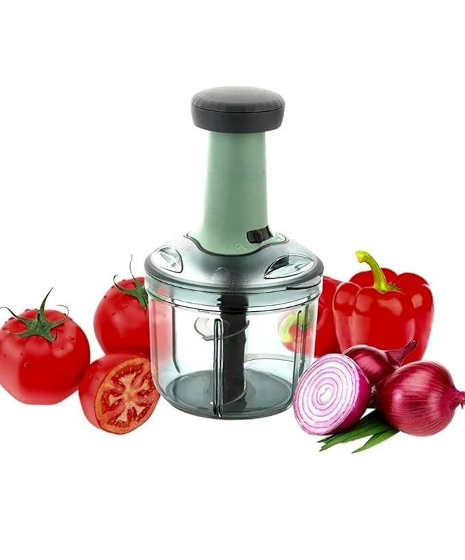 Easy Push Chopper 900ml Steel Large Manual Hand-Press Vegetable Chopper ...