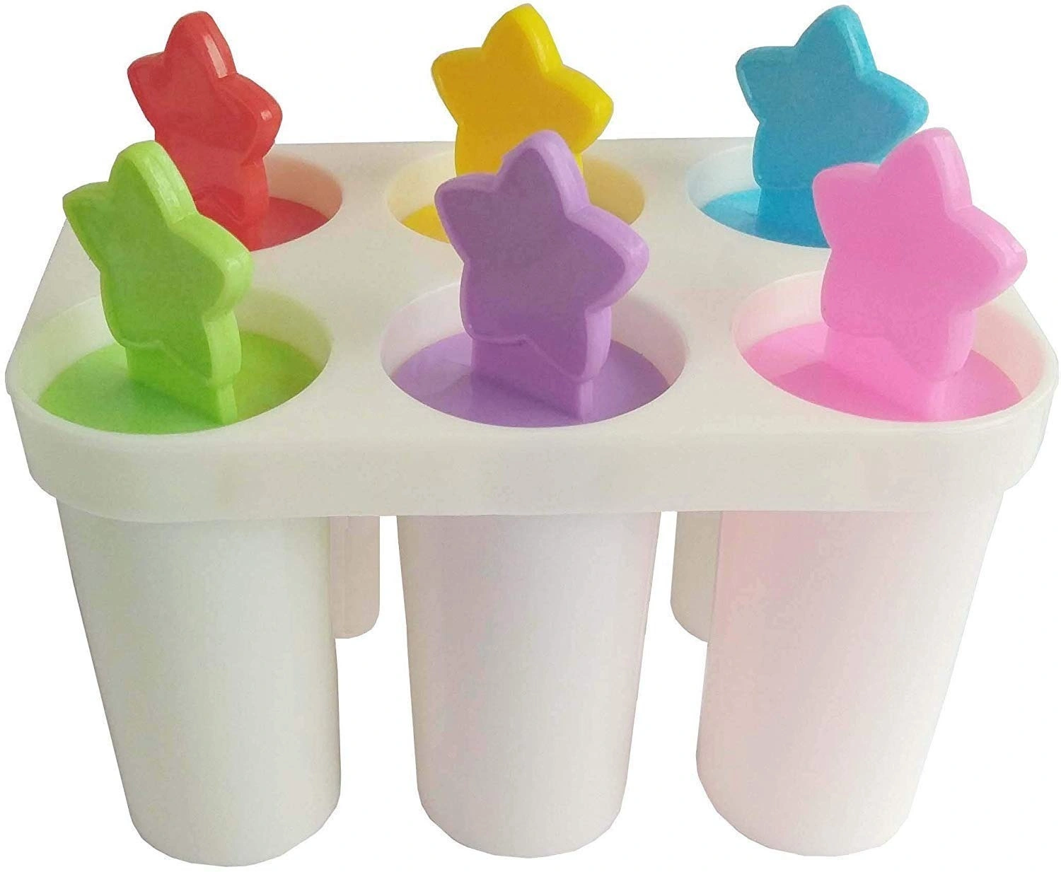 Set of 6 Plastic Reusable Ice Pop Makers, Home Made Popsicle Frozen Ice ...