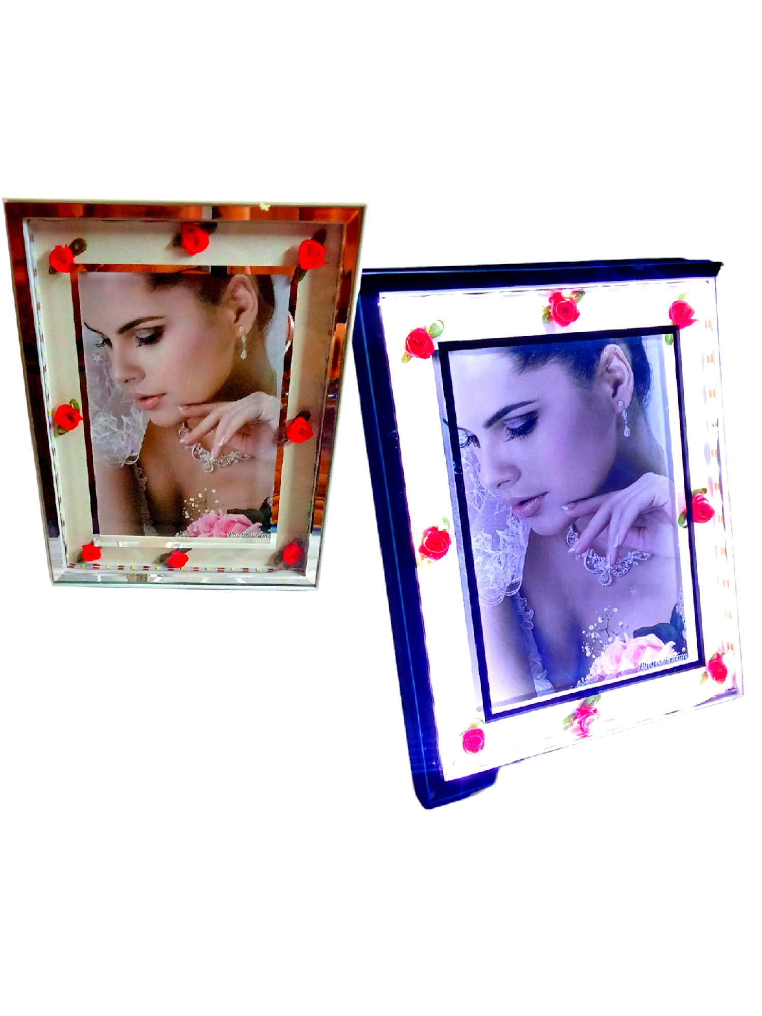 PICTURE AFFAIRS Production Glass Lighting Frame With Rose In Outer Frame