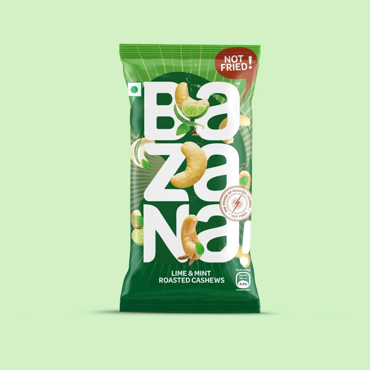 BAZANA Zesty Delight For Your Tastebuds - Roasted Lime & Mint Cashews ...