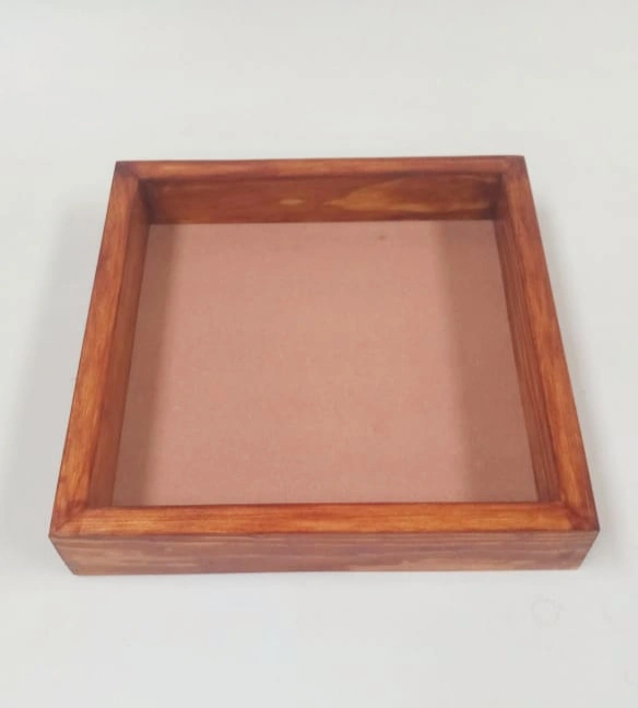 Wooden Floating frame Walnut Finish - Pinewood With MDF Base