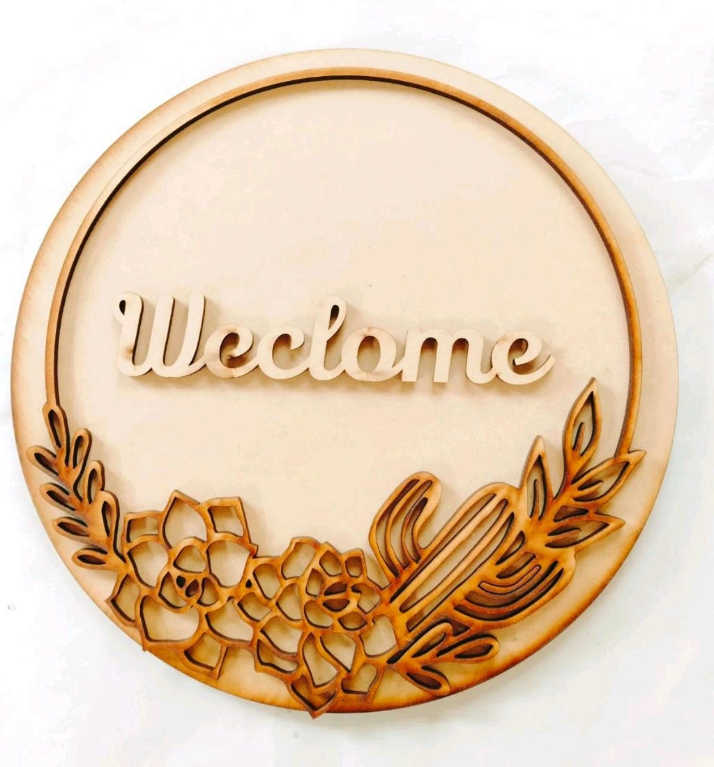 Double Layer Floral Design Name Board