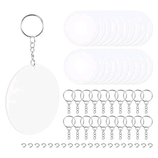 Milky White 2 Inch Round Acrylic Blank Key Chain - 2mm Thickness - Set ...