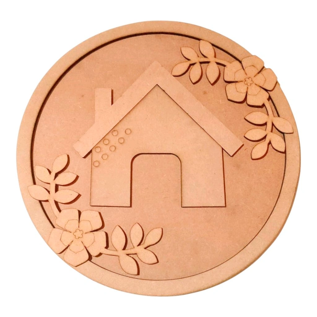 Floral Round Name Board With Rim Border