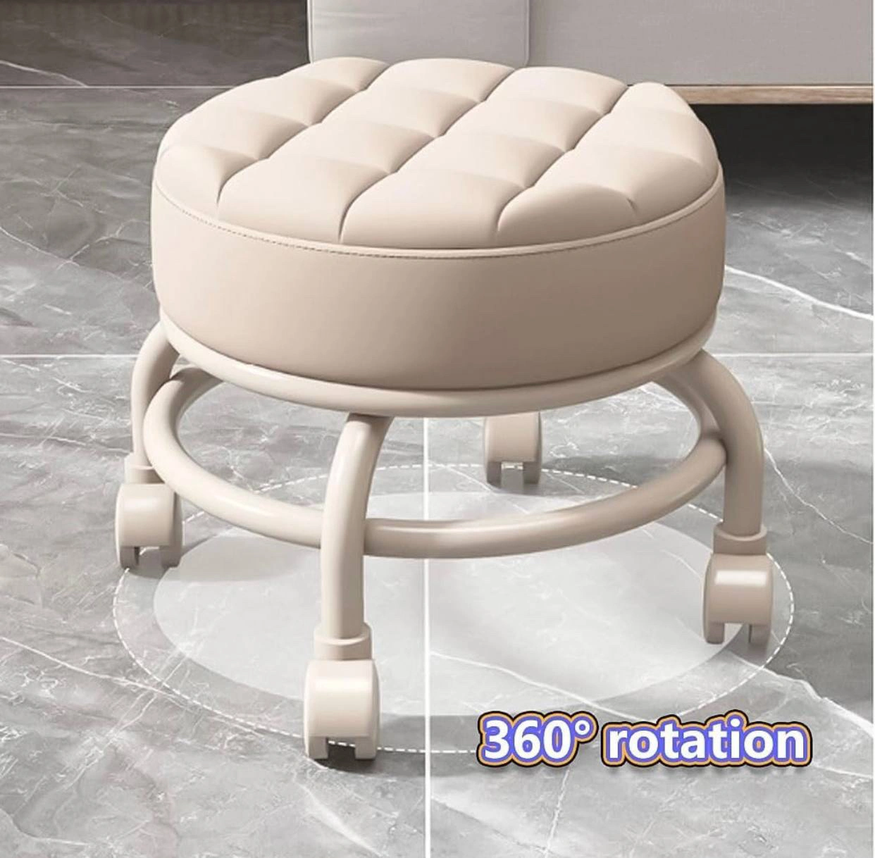 Round Rolling Stool 360° Rotating Rolling Stool Floor Stools Load ...