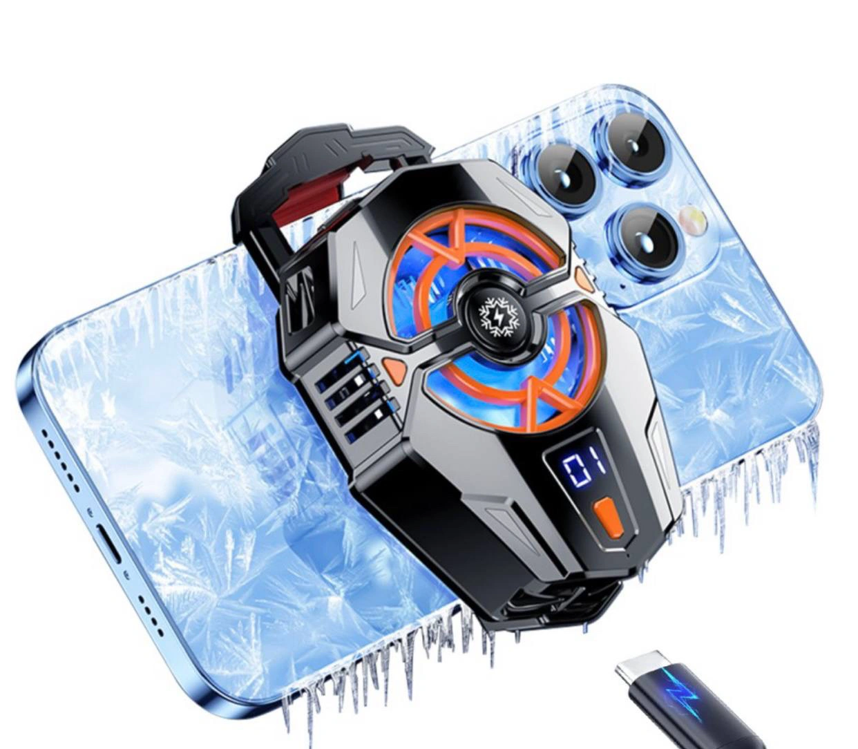 Mobile Phone Semiconductor Radiator Blue LED Portable Gaming Cooler for ...