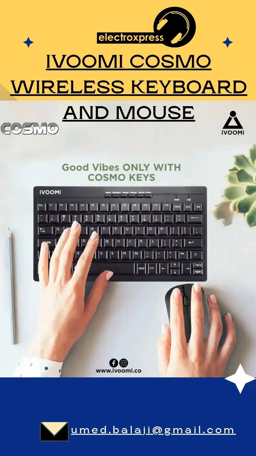 IVOOMI COSMO WIRELESS KEYBOARD AND MOUSE