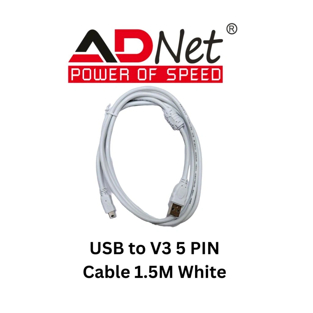 ADNET USB to V3 5 PIN Cable 1.5M White With Filter PACK OF 10