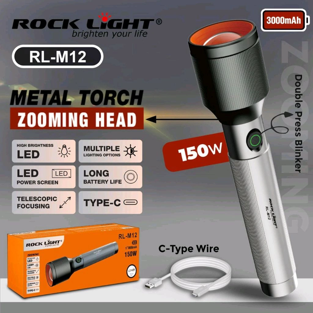 ROCKLIGHT M12 METAL TORCH Zooming Torch