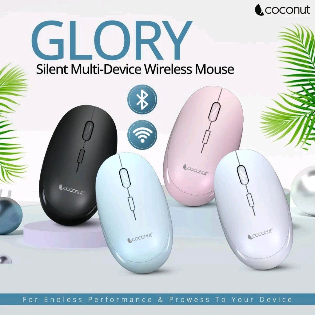 Coconut Glory Silent Multi Device Wireless Mouse