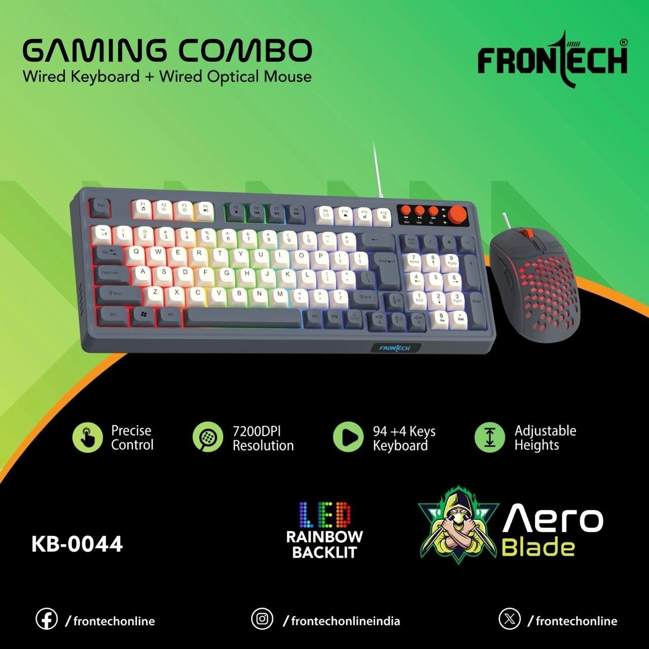 Frontech Gaming Combo With Volume Control KB-0044
