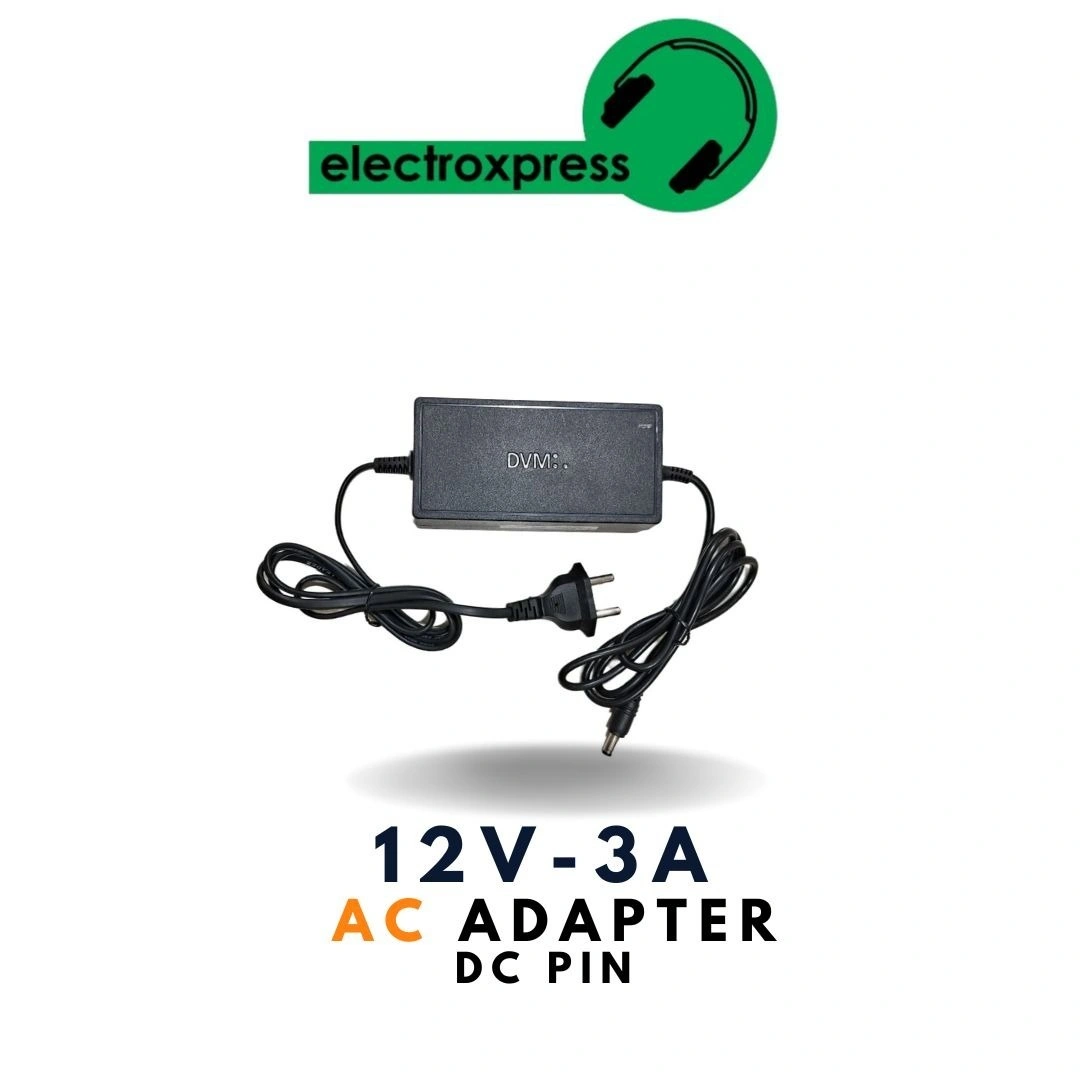 DVM AC ADAPTER 12V-3A DC pin with 2 Pin AC Lead (P/N-1203)