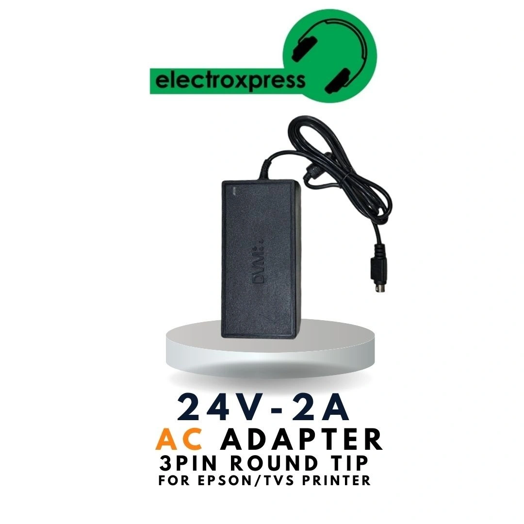 DVM AC ADAPTER 24V-2A 3 PIN ROUND TIP FOR EPSON/TVS PRINTER P/N-1251