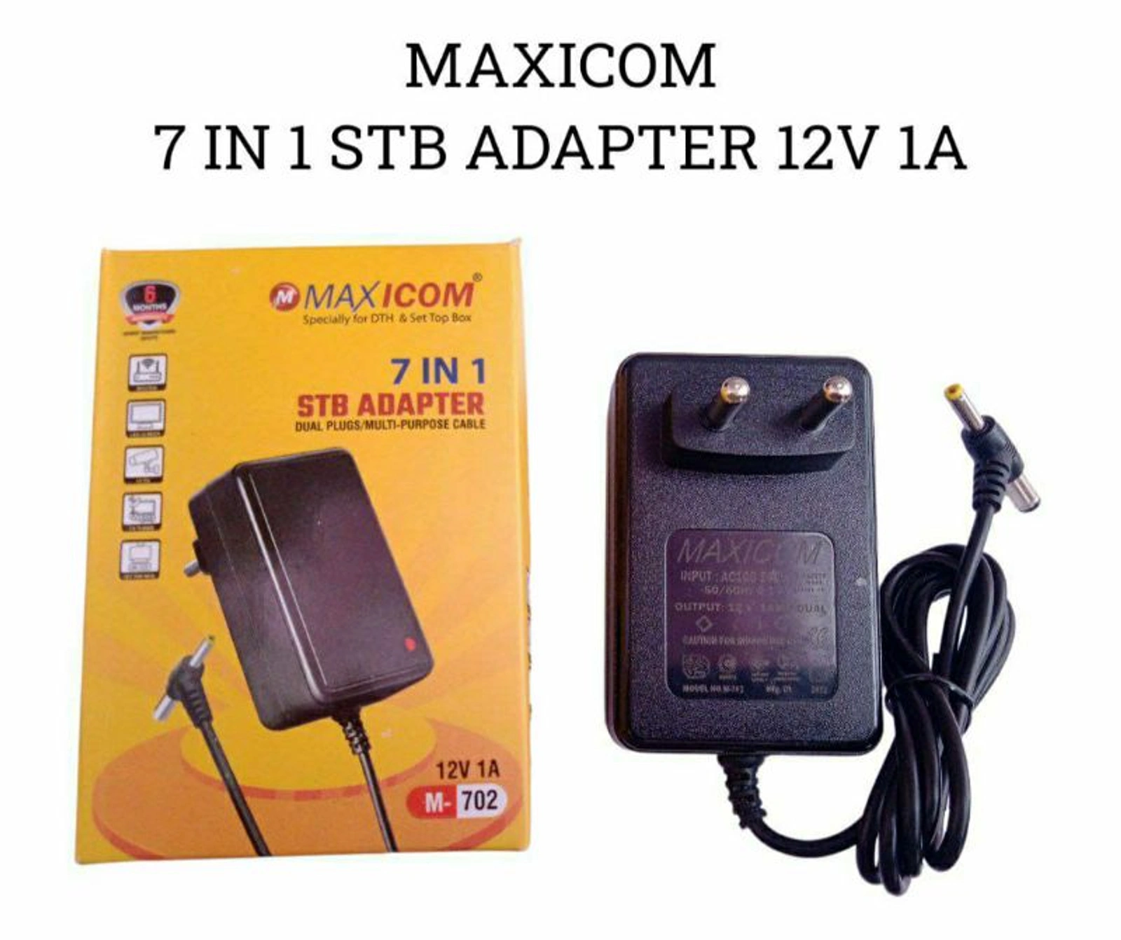 MAXICOM 7 IN 1 STB ADAPTER WITH INDICATOR 12V 1A M-702 Pack of 10