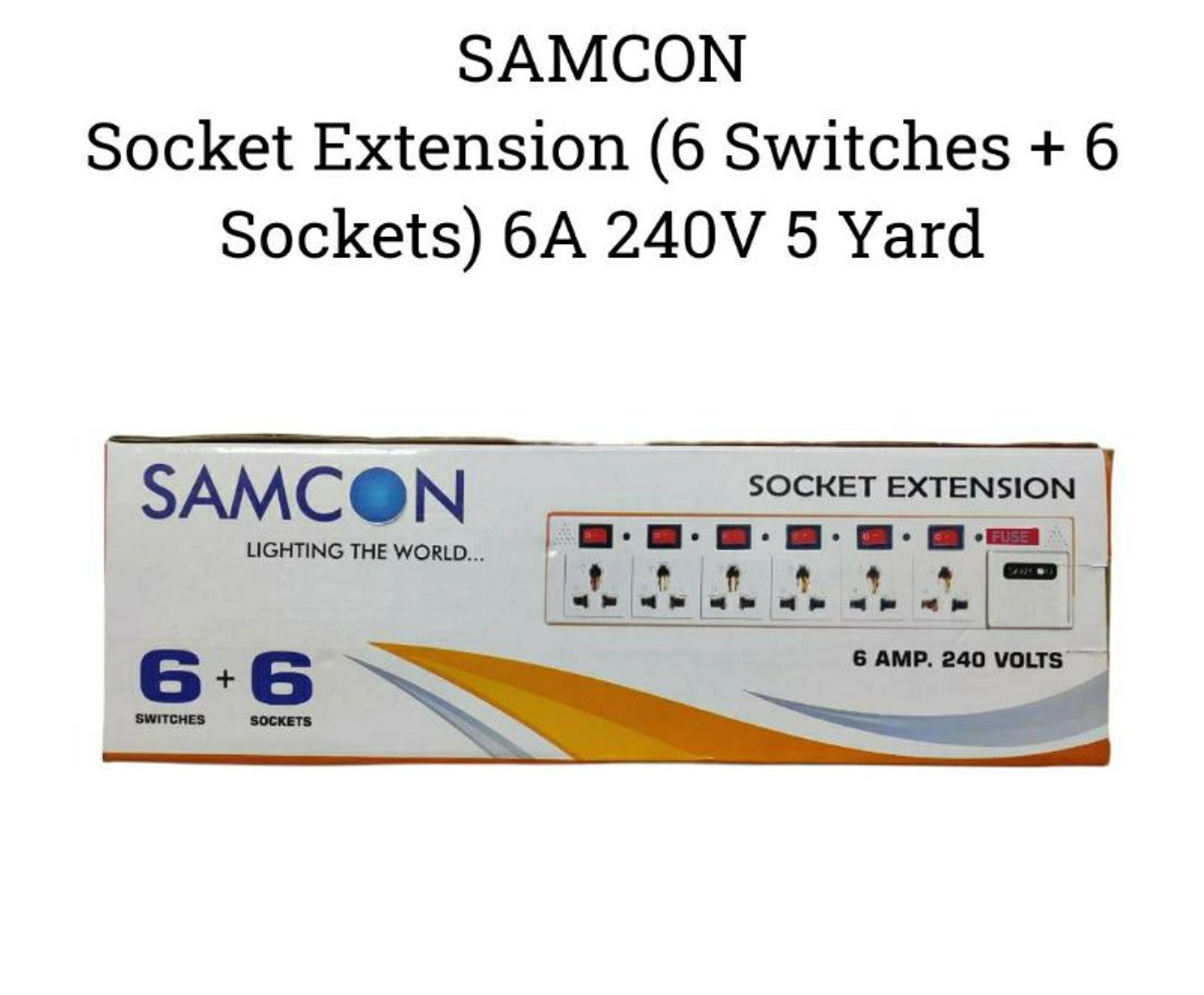 SAMCON Socket Extension (6 Switches + 6 Sockets) 6A 240V 5 Yard