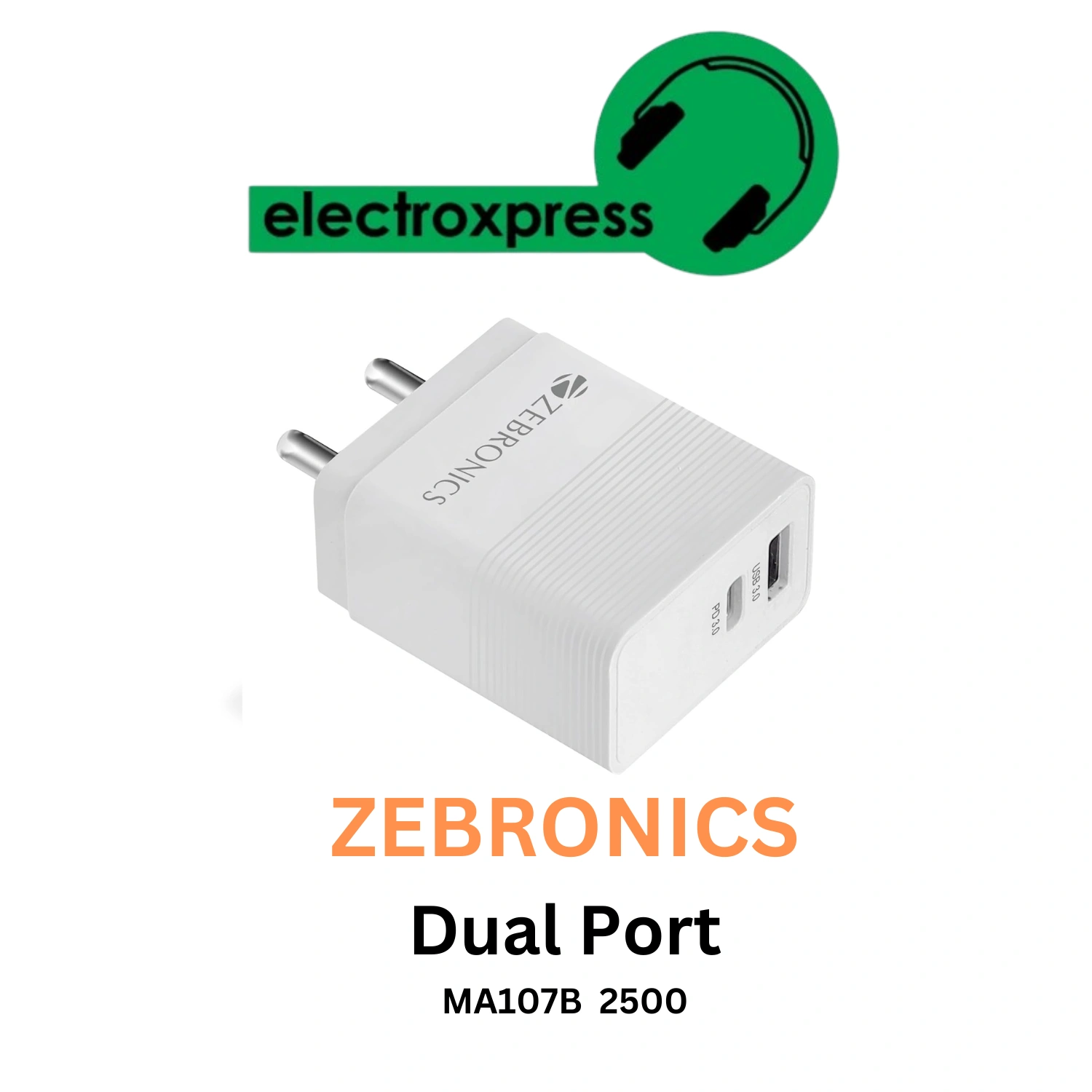 ZEBRONICS Dual Port Adapter MA107B, 2500