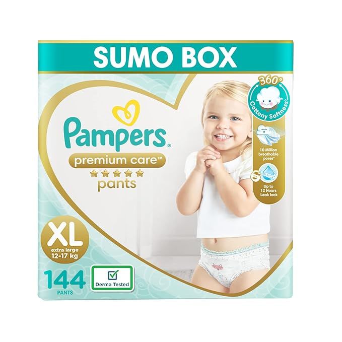 Pampers Premium Care Pants Style Baby Diapers X Large XL Size 144 Count All in 1