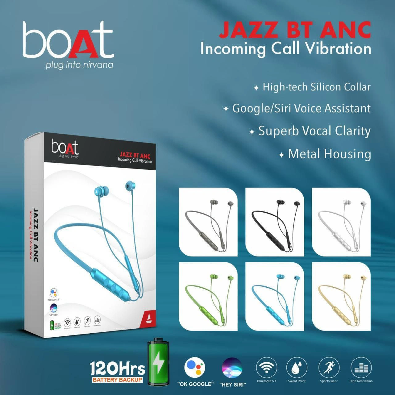 Boat BT JAZZ ANC Incoming Call Vibration 120 HOURS