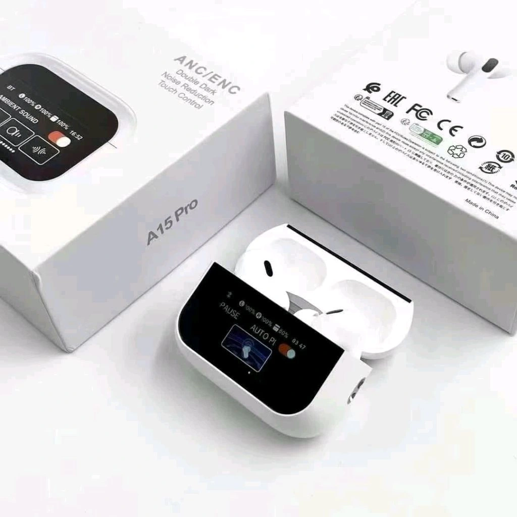 Airpod A15 Pro Full Display ANC/ENC Double Dark Noise Reduction Touch ...