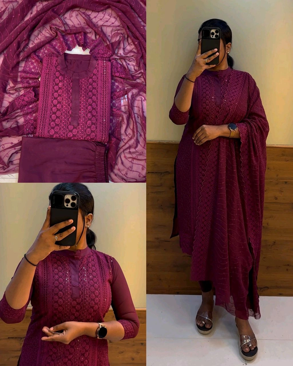 Fully stitched chikankari set