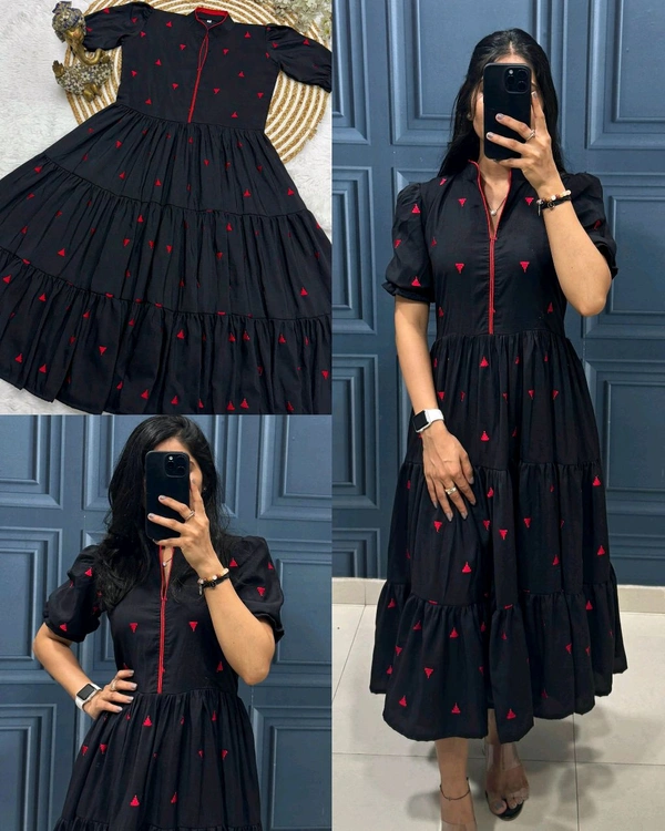 Stylish Heart 3 Layer Pattern Gown