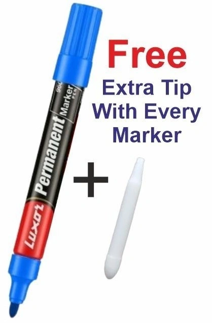 Permanent Marker - Blue - Box Of 10 with extra tip free