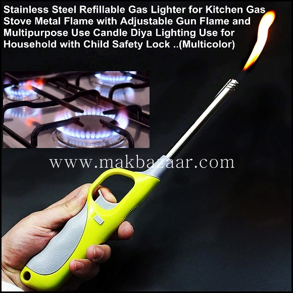 Stainless Steel Refillable Gas Lighter for Kitchen Gas Stove Metal ...