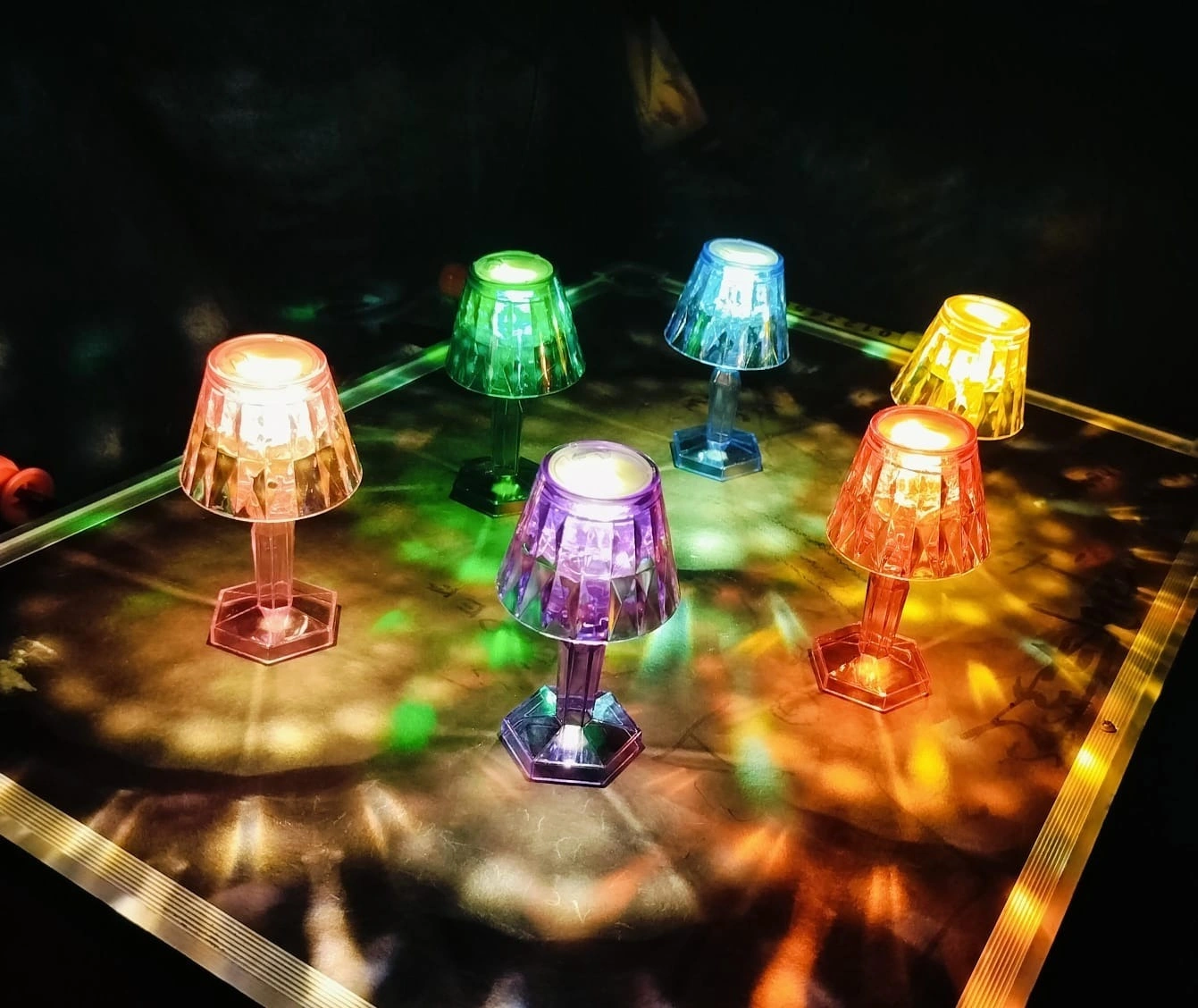 Cute mini shadow lamps Led with on and off button.set of 12.6 colors ...