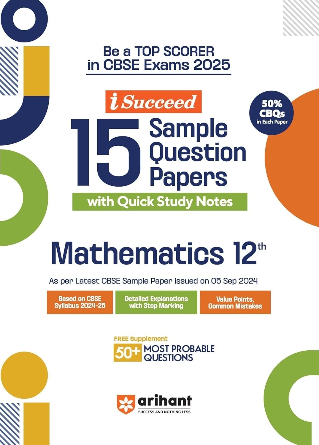 Arihant i Succeed 15 Sample Question Papers for Mathematics Class 12th ...