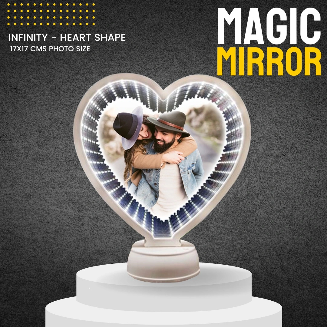 Personalized Magic Mirror LED Photo Frame | Custom Light-Up Mirror ...