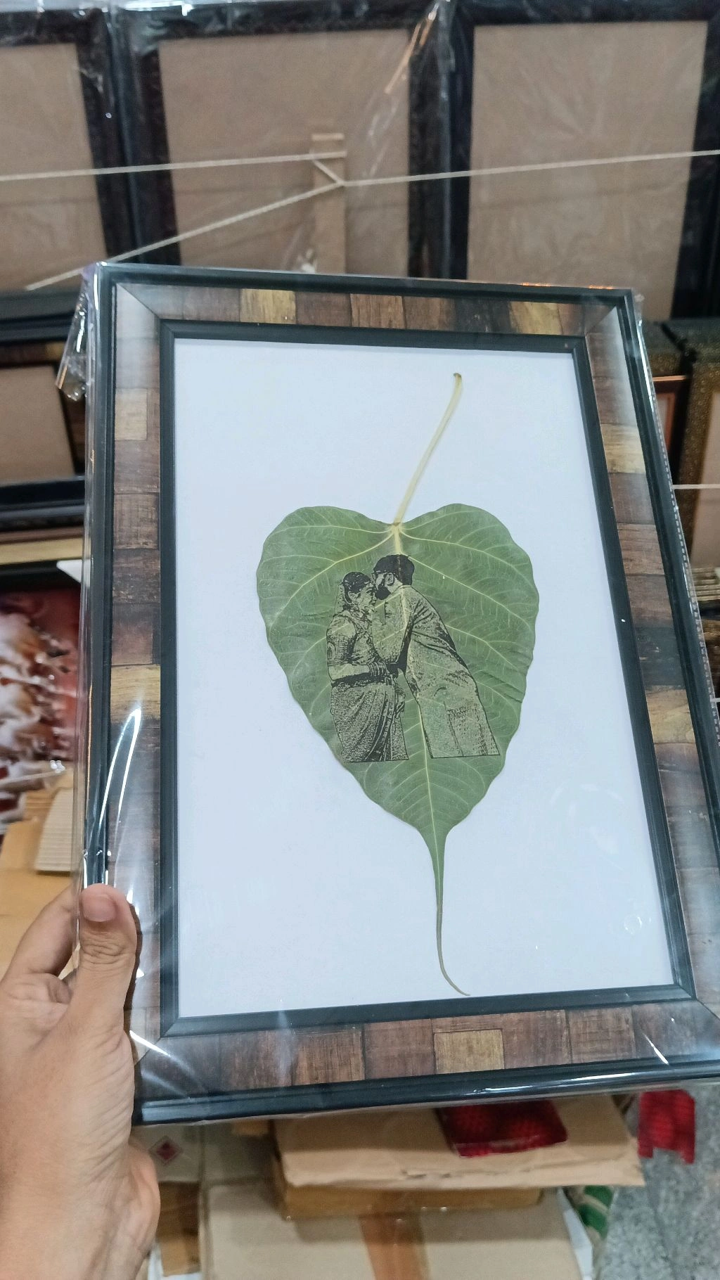 Photo Engraved on Real Pipal Leaf in 8x12 Inch Frame